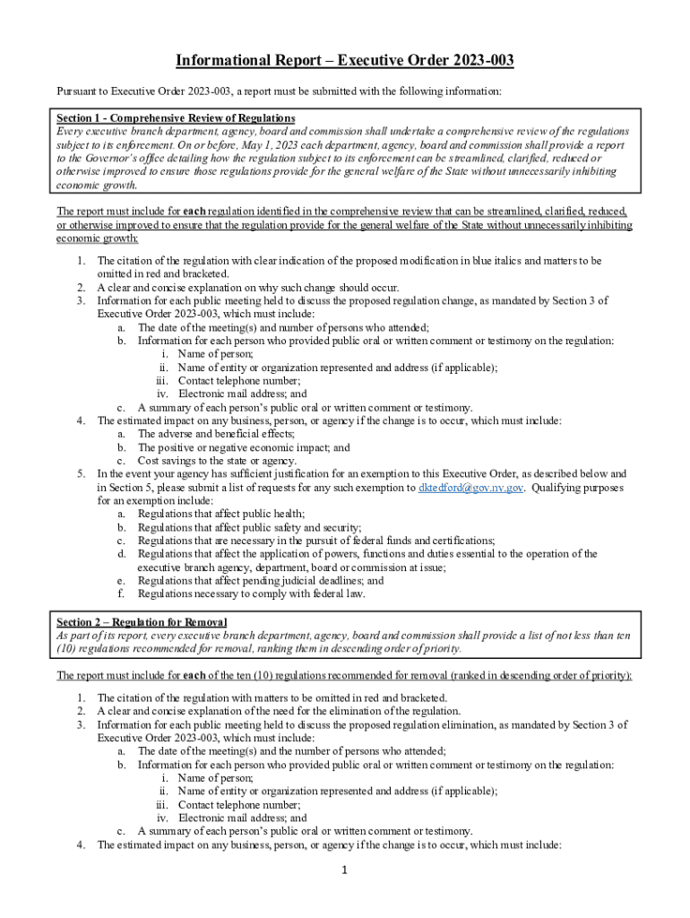 Fillable Online Executive Order on Modernizing Regulatory Review Fax ...