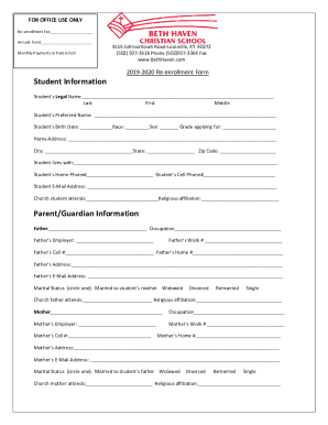 Fillable Online Student Information Parent/Guardian Information Fax ...