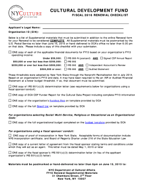 Fillable Online nyc CDF Renewal Checklist Fax Email Print - pdfFiller
