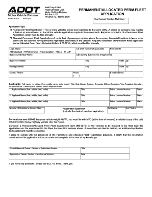 Fillable Online azdot Permanent/Allocated Perm Fleet Application Fax ...