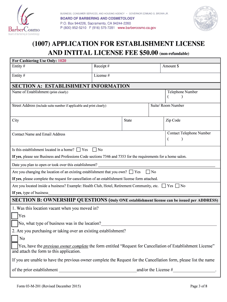 Fillable Online barbercosmo ca Board of Barbering and Cosmetology ...