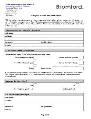 Fillable Online bromford co Subject access request form - Bromford Fax ...
