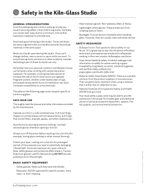 Fillable Online Safety in the Kiln-Glass Studio Fax Email Print - pdfFiller