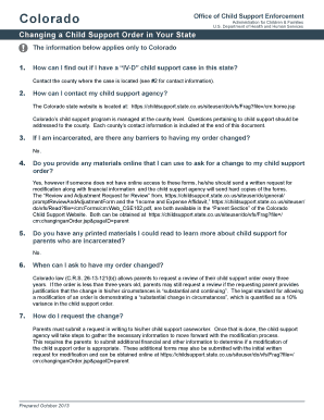 Fillable Online acf hhs Colorado Child Support Order State Guide - acf ...