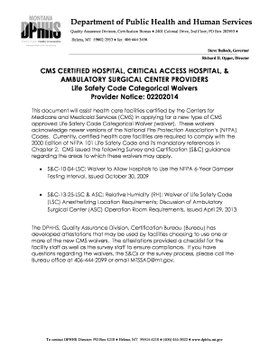 Fillable Online dphhs mt Categorical Waivers Hospital and ASC ...