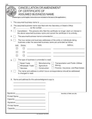 Fillable Online sos idaho Amendment of Certificate of Assumed Business ...