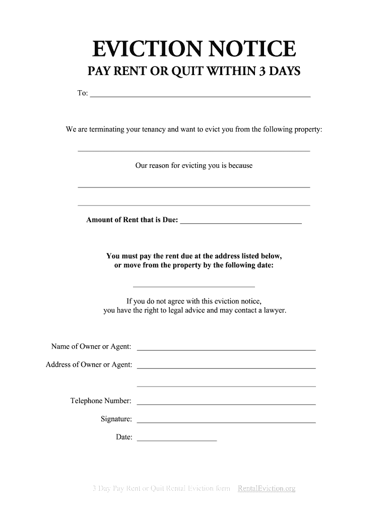 Eviction Notice Sample Fill Online Printable Fillable Blank PdfFiller