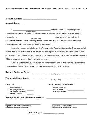 Fillable Online Authorization for Release of Customer Account ...