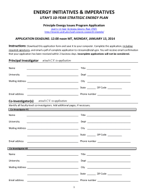 Fillable Online energy utah Principle Energy Issues Program: PDF ...