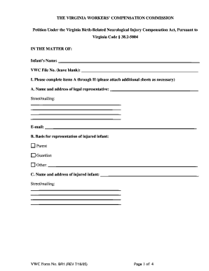 Fillable Online THE VIRGINIA WORKERS COMPENSATION COMMISSION Fax Email ...
