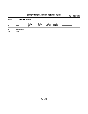 Fillable Online epa Sample Preservation, Transport and Storage Profiles ...