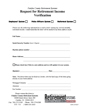 Fillable Online fairfaxcounty Request for Retirement Income ...