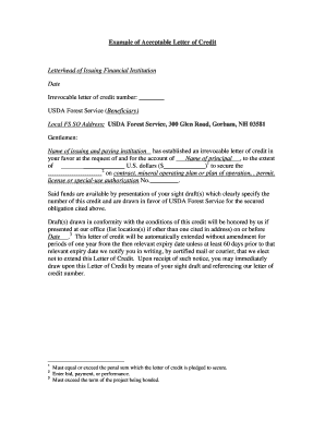 Fillable Online fs usda Example of Acceptable Letter of Creditdoc Fax ...