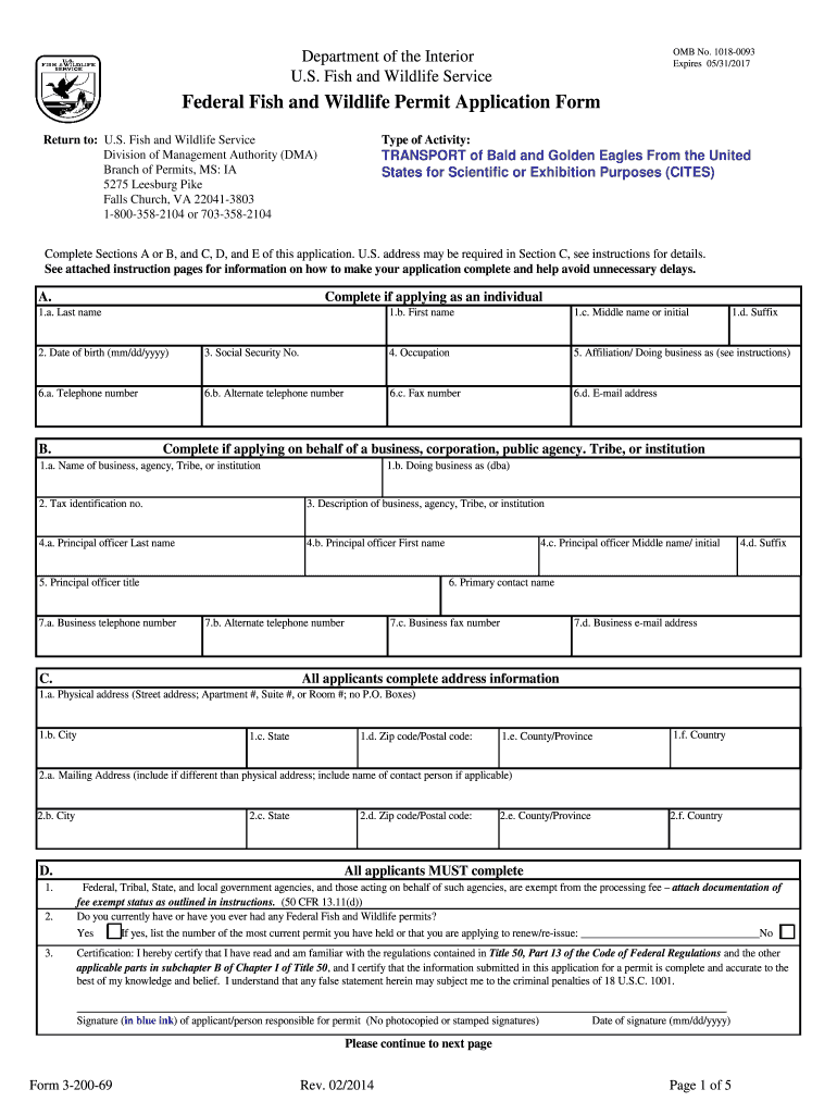 Fillable Online fws Fish and Wildlife Service Division of Management ...
