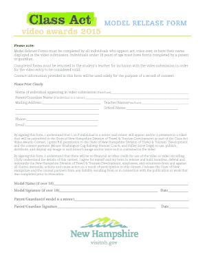 Fillable Online Model Release Forms must be completed by all ...