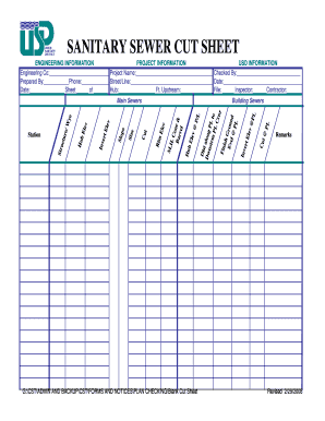 Fillable Online Sanitary Sewer Cut Sheet Fax Email Print - pdfFiller