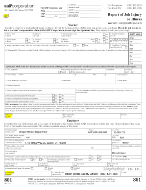 Fillable Online oregon Worker's Compensation Claim Form 801 - oregon ...
