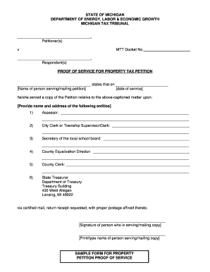 Fillable Online michigan Proof of Service Sample - property.doc Fax ...