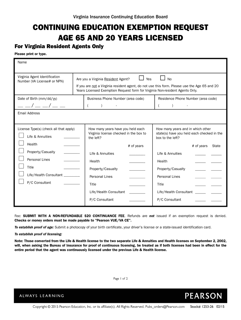 Fillable Online CONTINUING EDUCATION EXEMPTION REQUEST Fax Email Print - pdfFiller