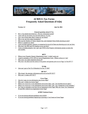 Fillable Online ACRIS E-Tax Forms Frequently Asked Questions FAQs Fax ...