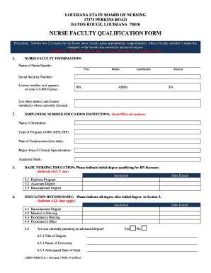 Fillable Online Nurse Faculty Qualification Form Fax Email Print - pdfFiller