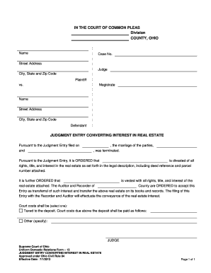 Fillable Online supremecourt ohio Judgment Entry Converting Interest in ...