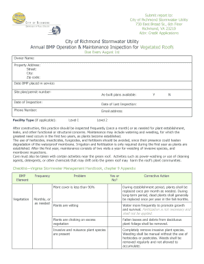 Fillable Online richmondva Vegetated Roof BMP Inspection checklist.pub ...