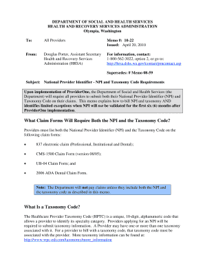 Fillable Online hca wa What Claim Forms Will Require Both the NPI and ...