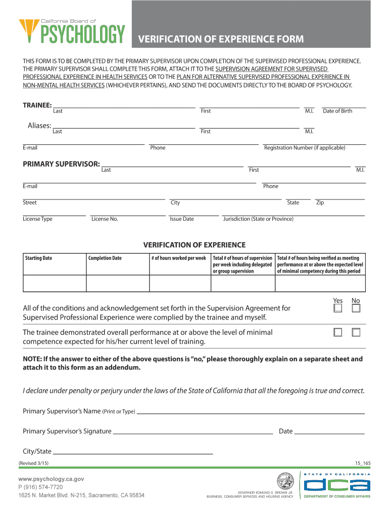 Fillable Online THE PRIMARY SUPERVISOR SHALL COMPLETE THIS FORM, ATTACH ...