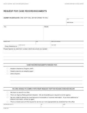 Fillable Online cdss ca Request for case recorddocuments - California ...
