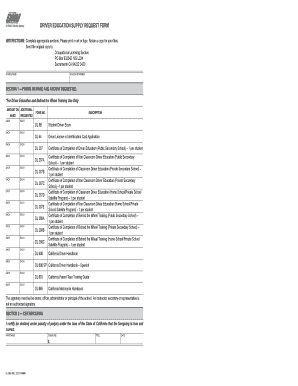 Fillable Online dmv ca DL 396A, Driver Education Supply Request Form ...