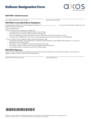 Fillable Online Rollover Designation Form - Axos Advisor Services Fax ...