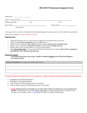 Fillable Online 2023-2024 Professional Judgement Request Student ...