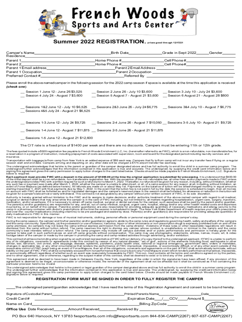 Fillable Online In Person Camper Information & Releases Form Fax Email ...