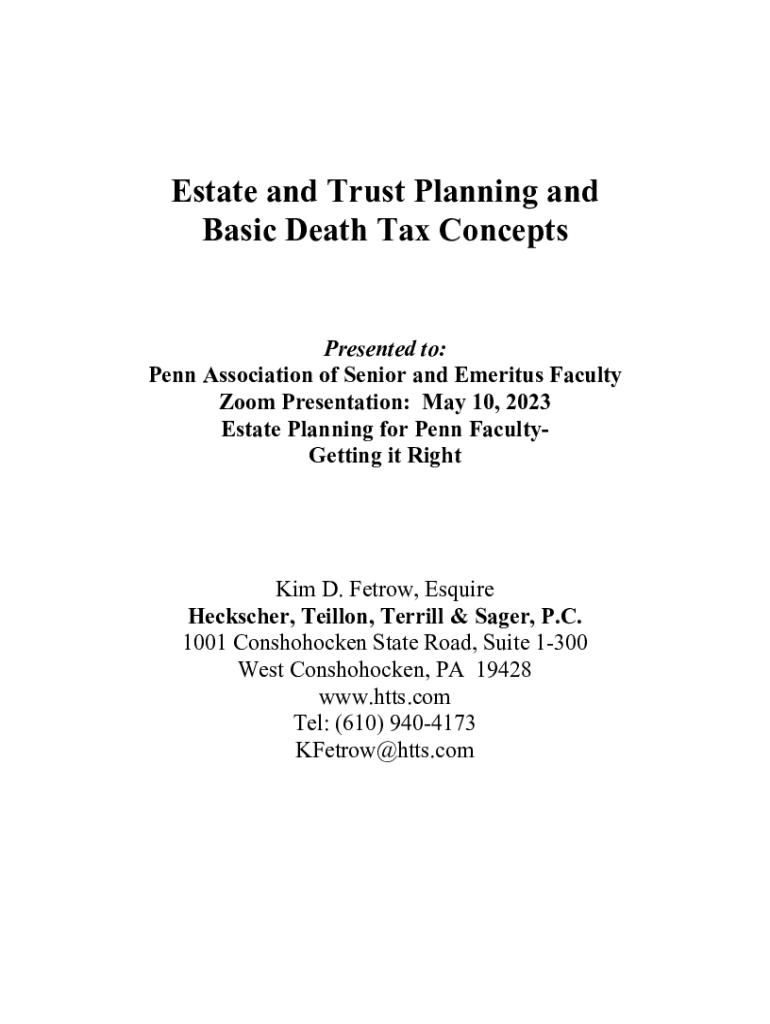 Fillable Online Estate and Trust Planning and Basic Death Tax Concepts ...