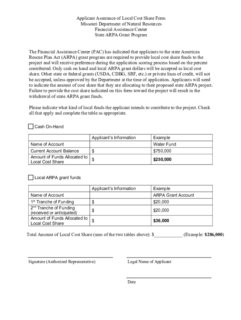 Fillable Online APRA Local Cost Share Form Fax Email Print - pdfFiller