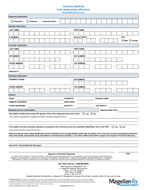 Fillable Online Kentucky Medicaid Prior Authorization (PA) Form Fax ...