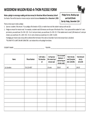 Fillable Online WOODROW WILSON READ-A-THON PLEDGE FORM Fax Email Print ...