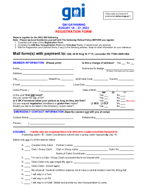 Fillable Online GNI Gathering Registration Form - Early Fax Email Print ...