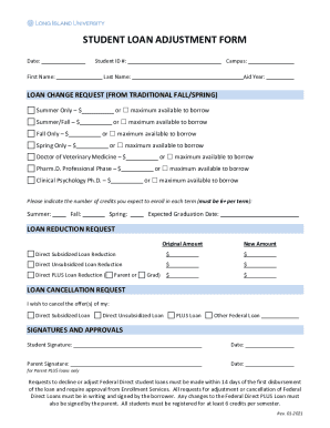 Fillable Online Loan Adjustment Request FormStudent Financial Services ...
