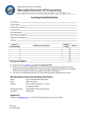 Fillable Online doi nv Incoming Funds Notification Form for ACH Premium Tax Payments Fax Email ...
