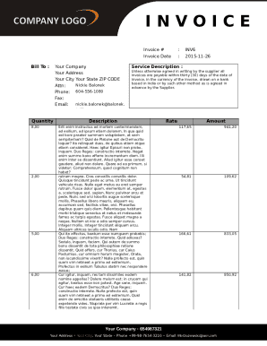 Fillable Online Hourly Service Invoice Template Format Fax Email Print ...