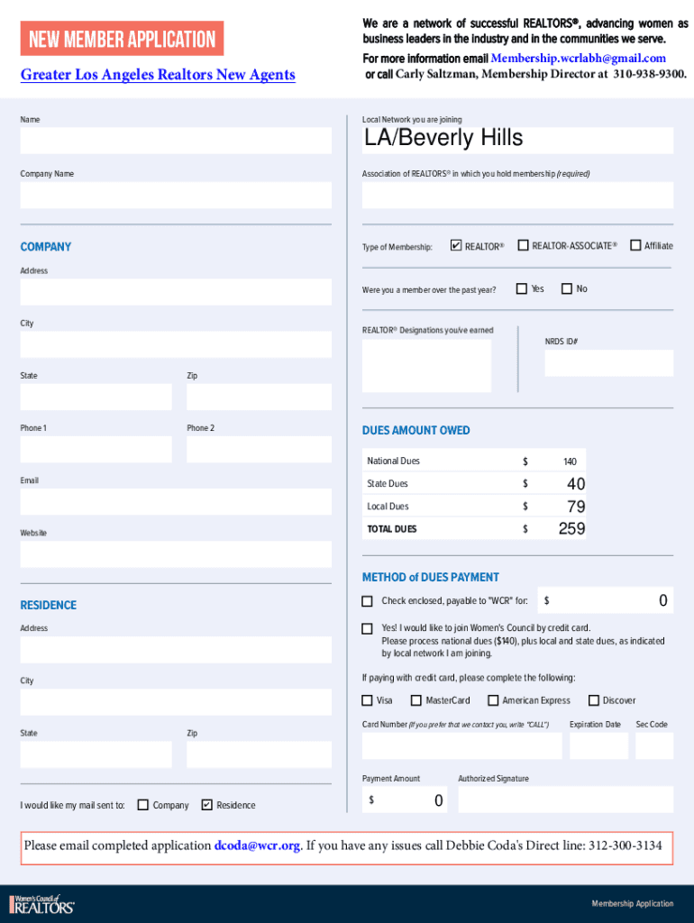 Fillable Online Women's Council of Realtors L.A./Beverly Hills ...