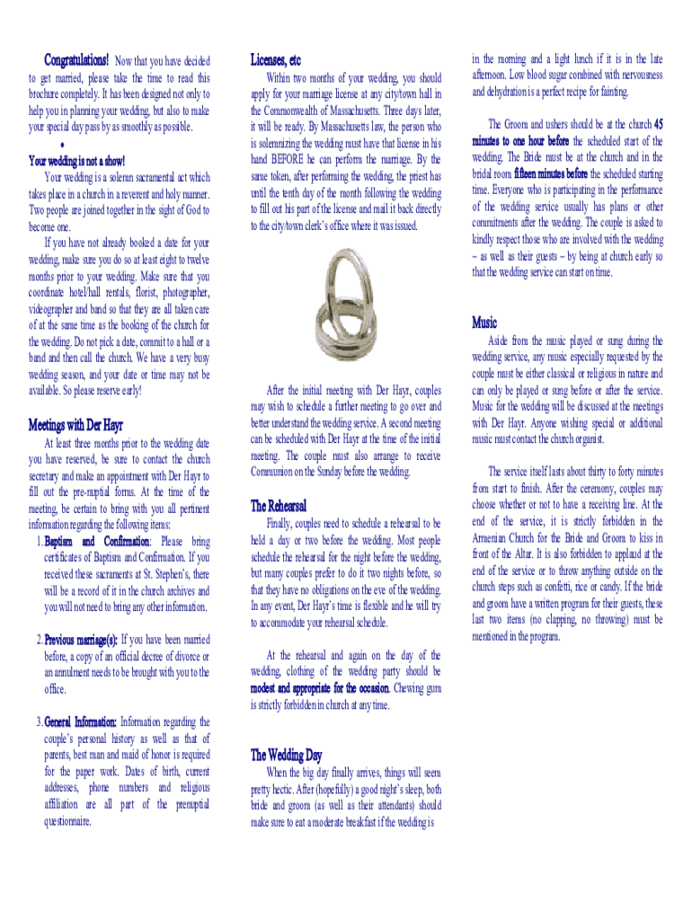 Fillable Online This pamphlet is designed to assist you in planning ...