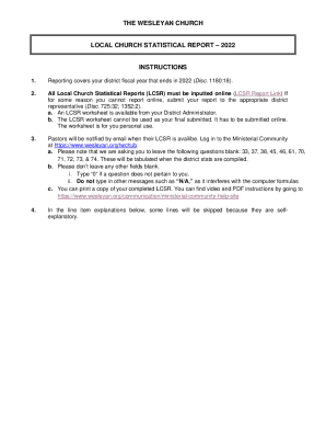Fillable Online ANNUAL PASTOR'S REPORT GUIDE FOR DISTRICTS Fax Email ...