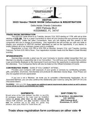 Fillable Online Trade show registration form continues on other side ...