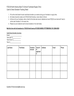 Fillable Online Cash & Check Donation Tracking Sheet Fax Email Print ...