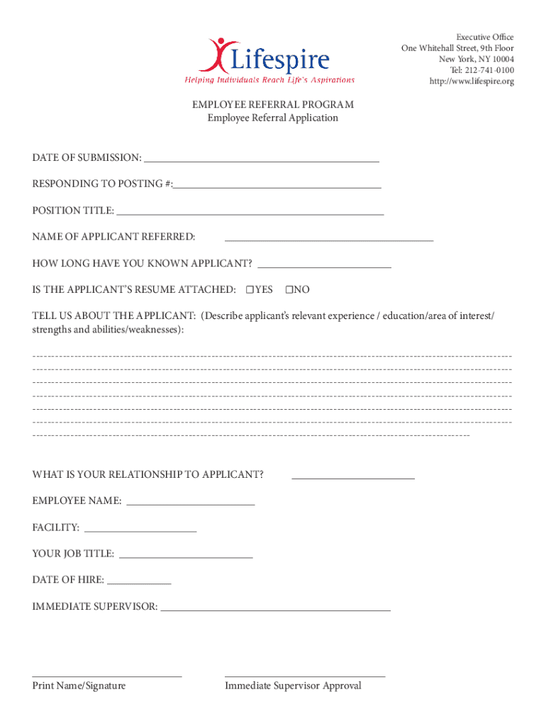Fillable Online Employee Referral Application Fax Email Print - pdfFiller