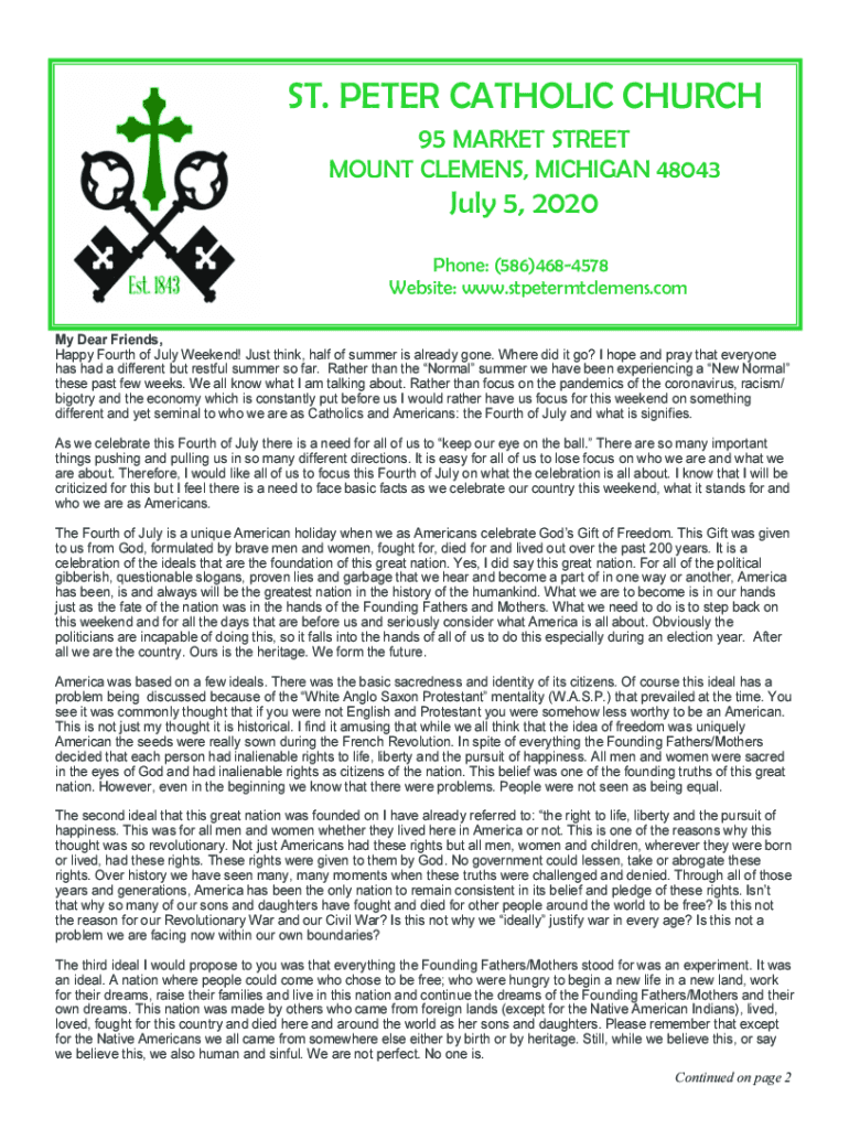 Fillable Online Saints Peter and Paul Catholic ChurchNaperville, IL Fax ...