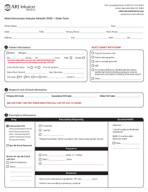 Fillable Online Pediatric Intravenous Immune Globulin (IVIG) Order Form ...